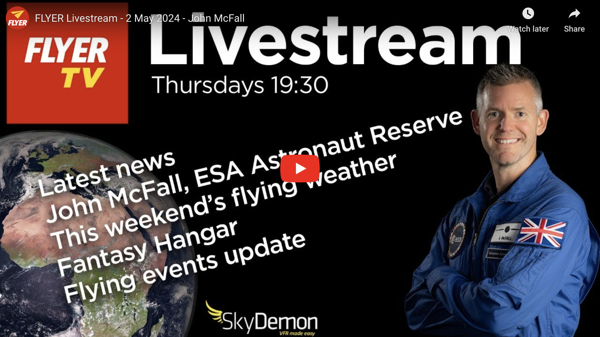 John McFall ESA astronaut reserve on Livestream : : FLYER