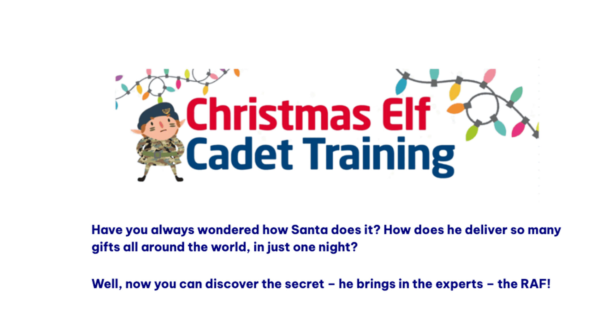 Christmas Elf Cadet Training, RAF Museum, London : : FLYER