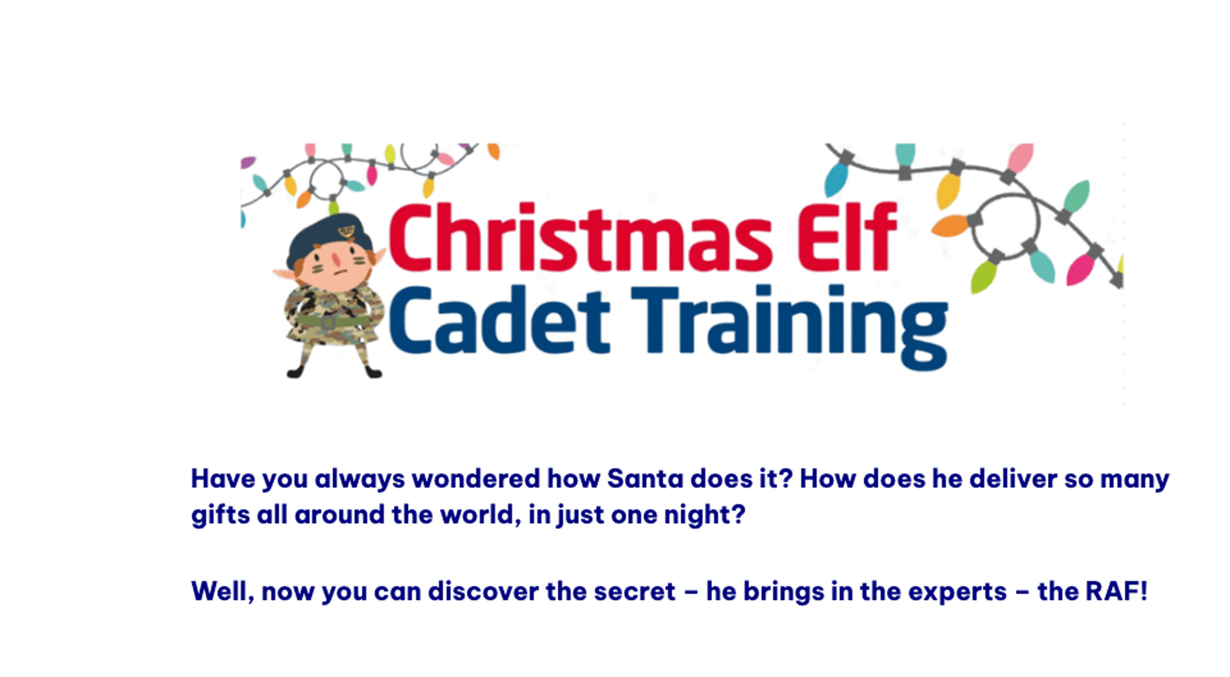 Christmas Elf Cadet Training, RAF Museum, London : : FLYER